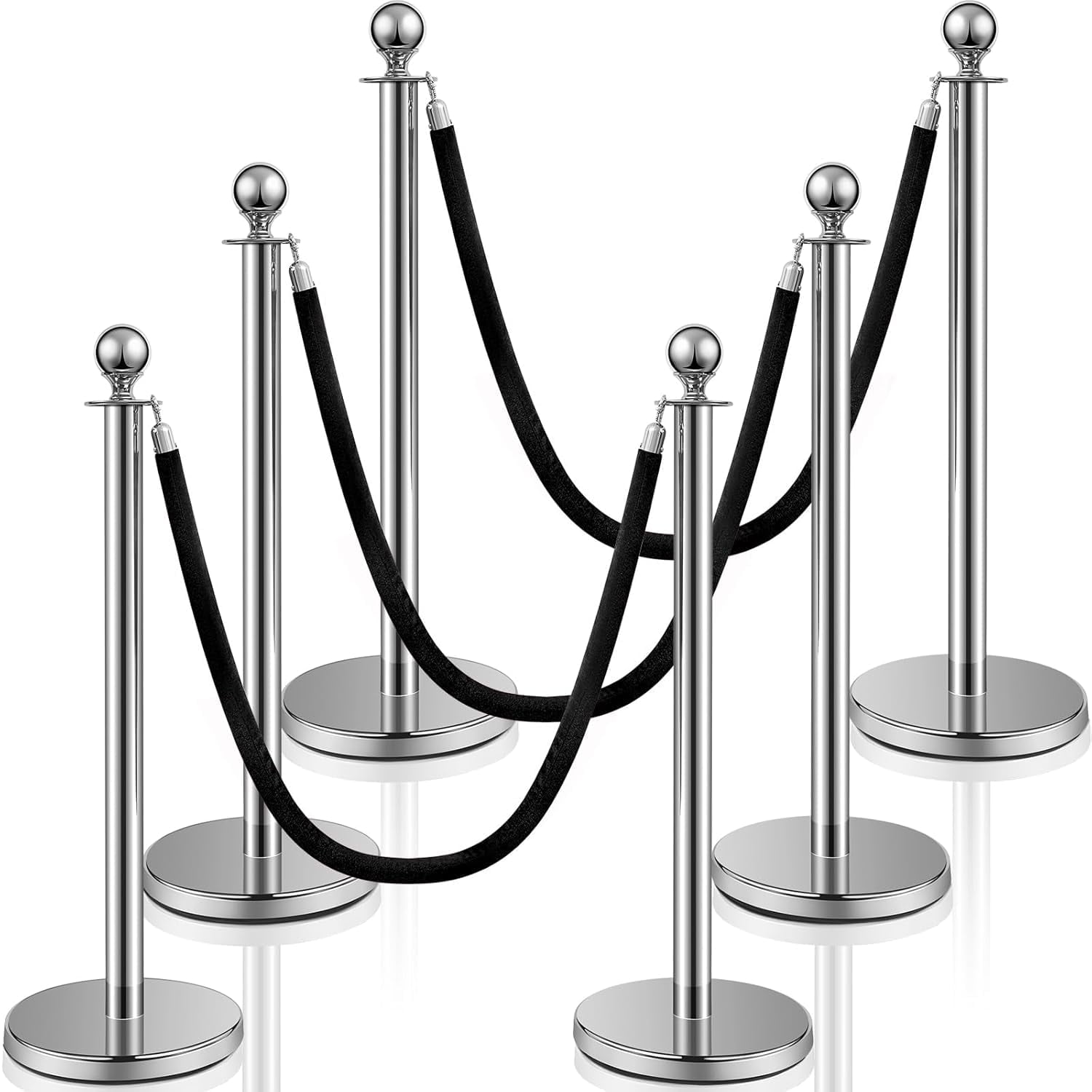 2 Pcs/4 Pcs/6 Pcs Crowd Control Stanchion Set,Stanchion Set with 6.6 Ft ...
