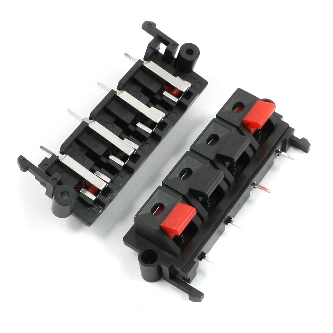 2 Pcs 4 Pins Red Black Spring Loaded Push Type Speaker Terminal 64 x ...
