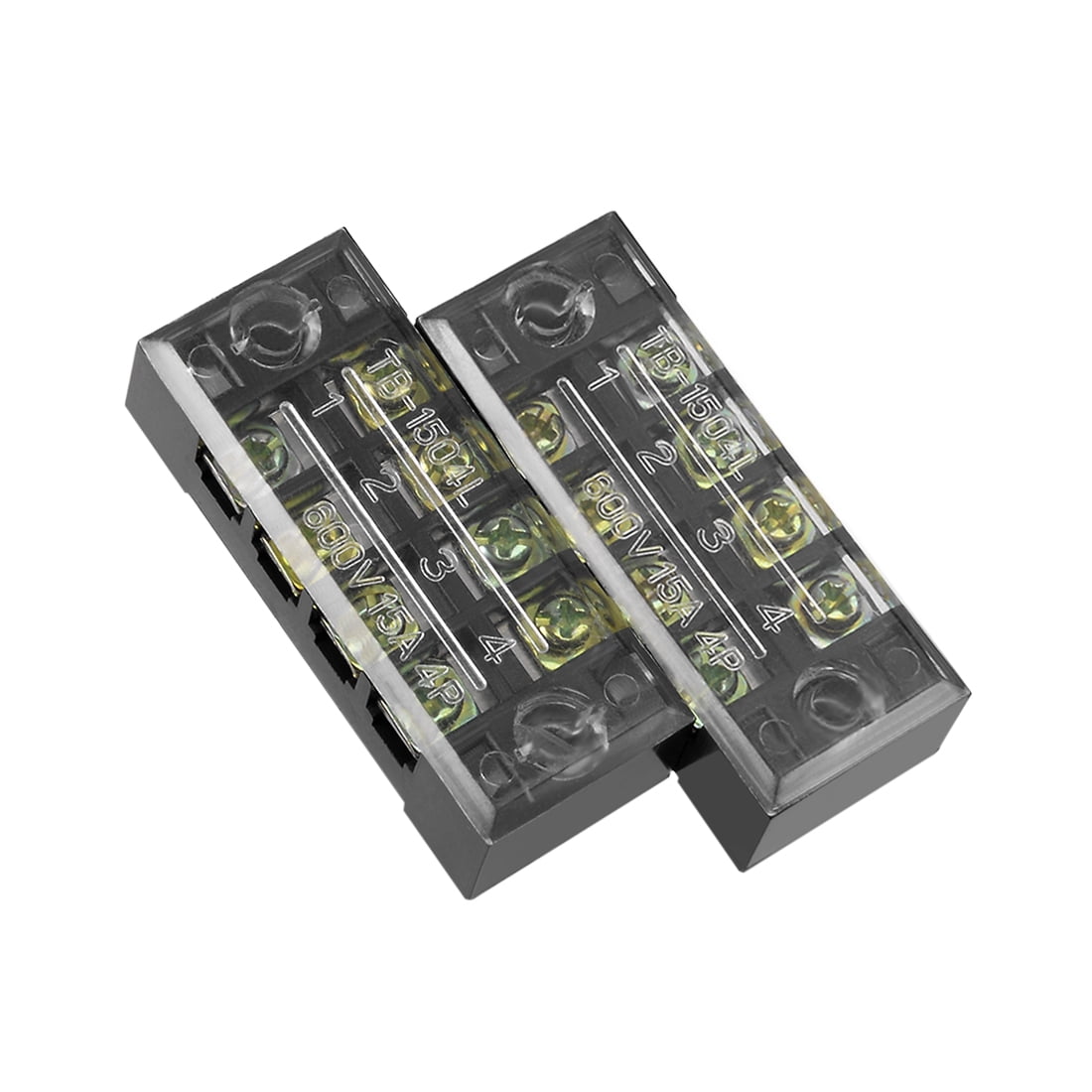 2 Pcs 4 Positions Dual Rows 600V 15A Cable Barrier Block Terminal Strip TB-1504L - Walmart.com
