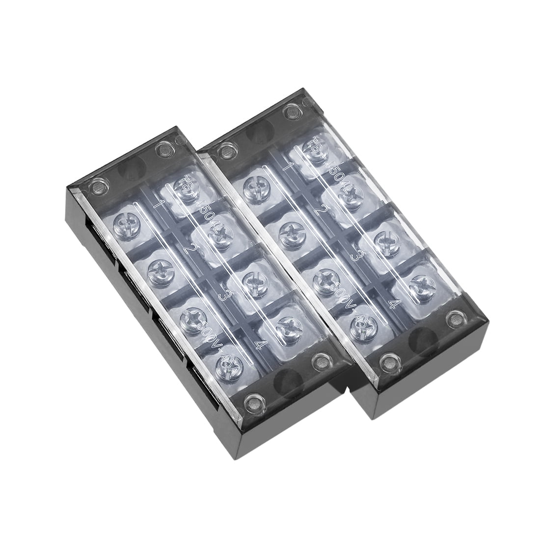 2 Pcs 4 Positions Dual Rows 600V 45A Wire Barrier Block Terminal Strip ...