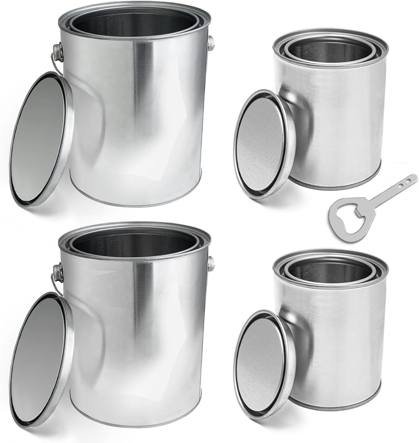 2 Pcs 4 Quart Empty Paint Cans + 2 Pcs 2 Quart Empty Paint Cans with ...
