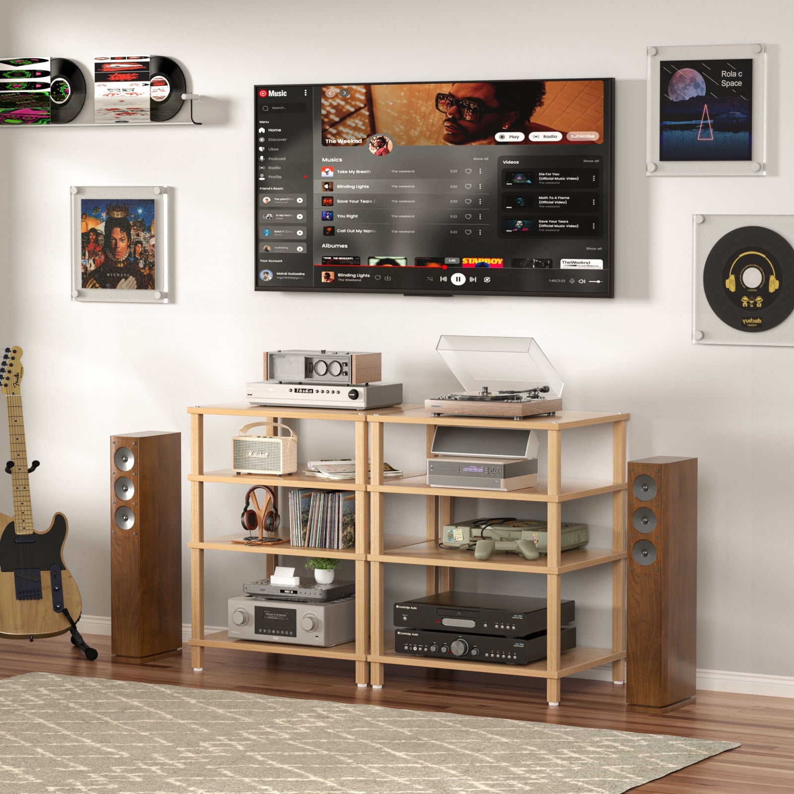 2 Pcs 4-Tier Media Stand/TV Shelf/Audio Cabinet and Media Towers ...