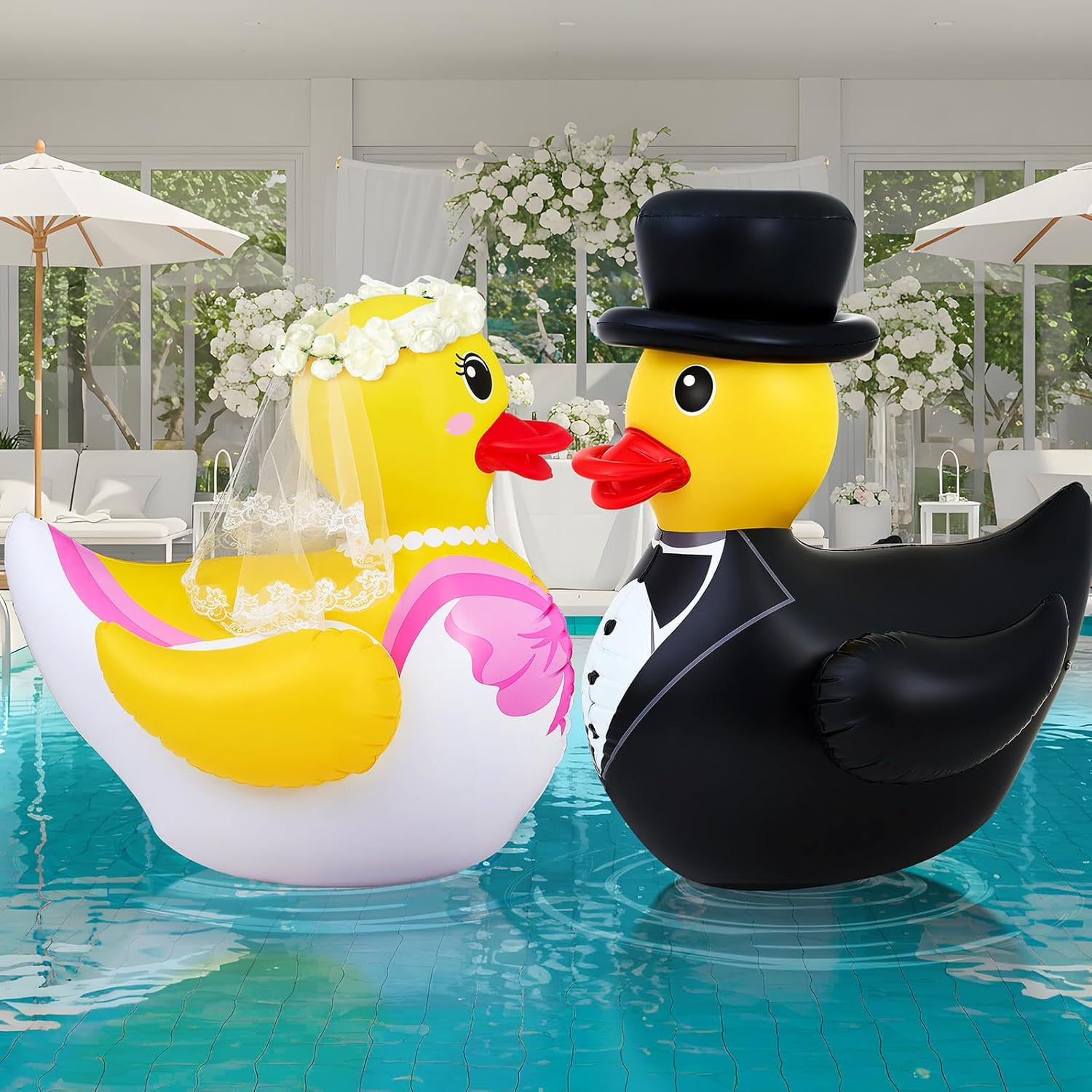 2 Pcs 4 ft Wedding Duck Floatie Inflatable Pool Floats Large Bride ...
