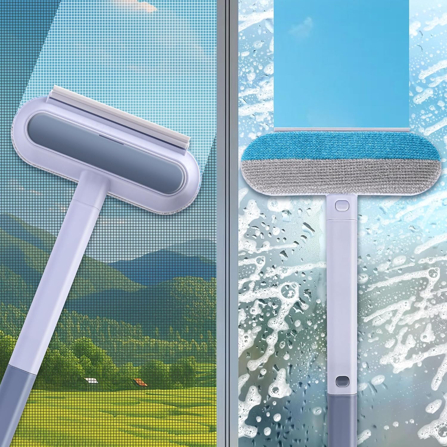 2 Pcs 4 in1 Mesh Screen Cleaner, Detachable Window Screen Cleanning ...