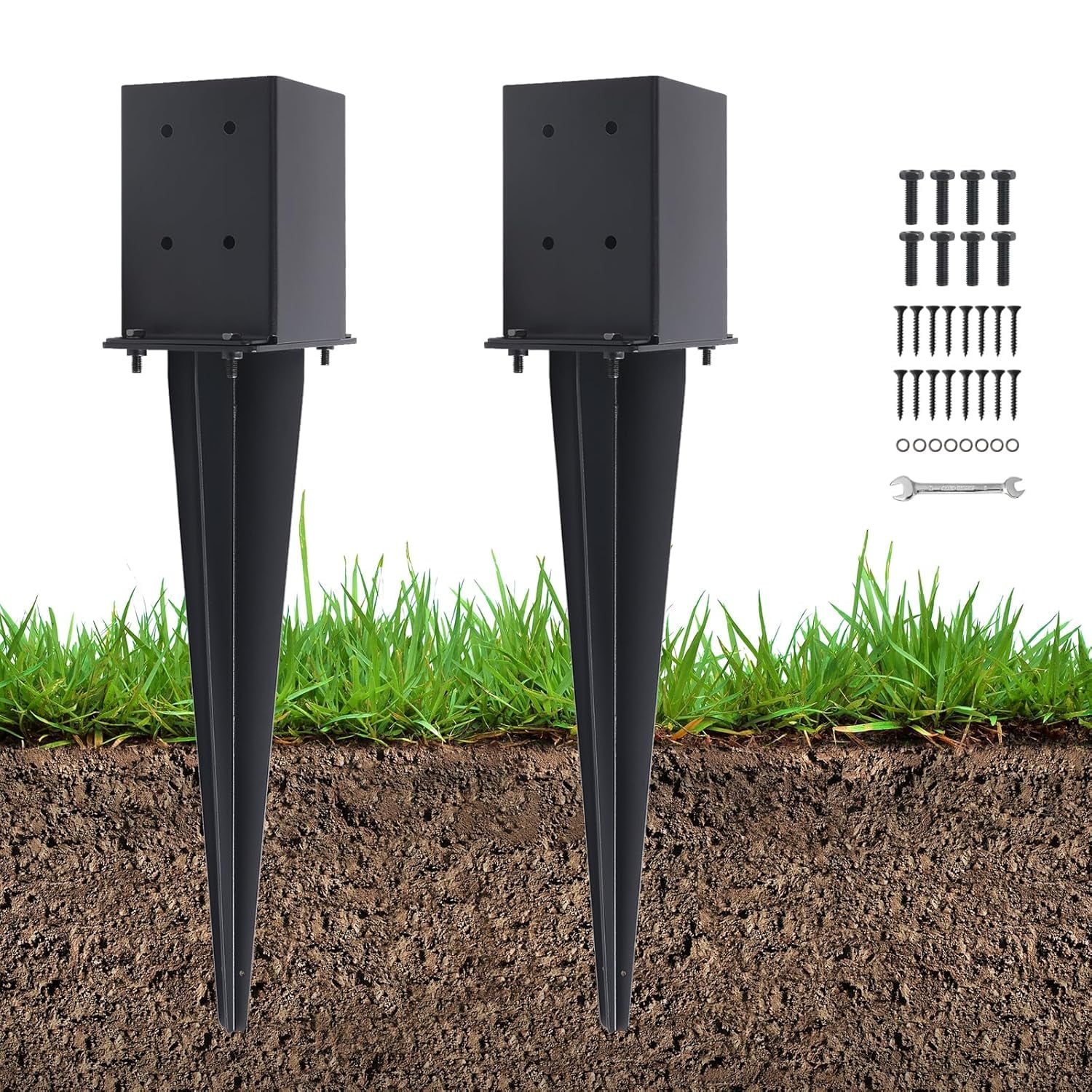 Deck Post Anchor Bracket 4x4 Concrete Post Anchor - U-Shape Fence Post ...