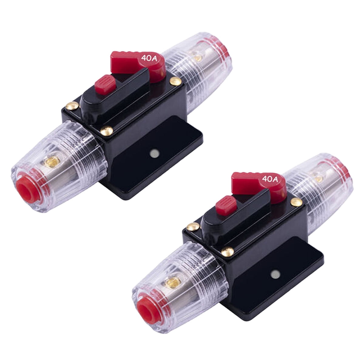 2 Pcs 40A In-Line Circuit Breaker Reset Fuse, 12V-24V DC 40A Reset Fuse ...