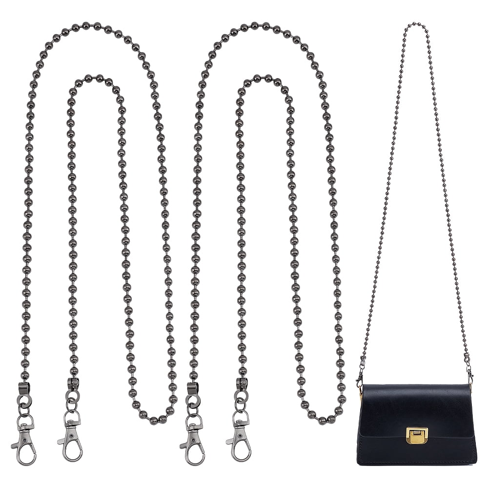 2 Pcs 47.6" Chain Bag Straps Gunmetal Iron Ball Chain Bag Straps ...