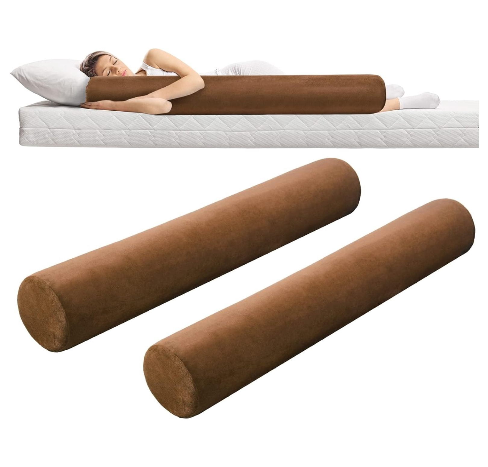 2 Pcs 47 x 7. in Long Bolster Round Body Pillow with Removable Washable ...