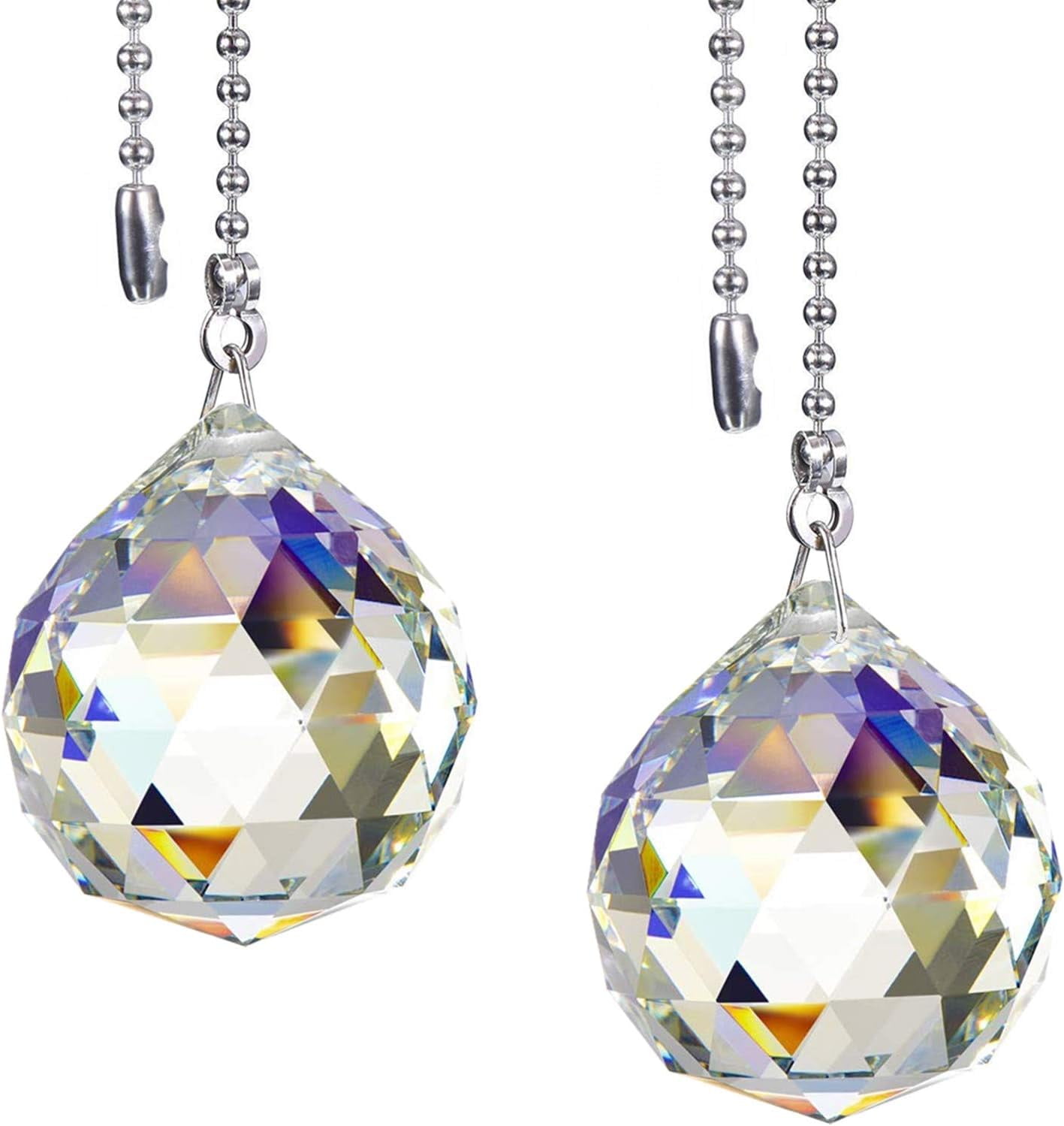 ZDWQFA Clear Crystal Pull Chain Extension, 30mm Ball, 1m Length ...