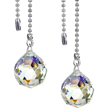 2Pcs Vintage-Style Fan Pull Ceiling Fan Chain Pulls Crystal Prism Ball ...