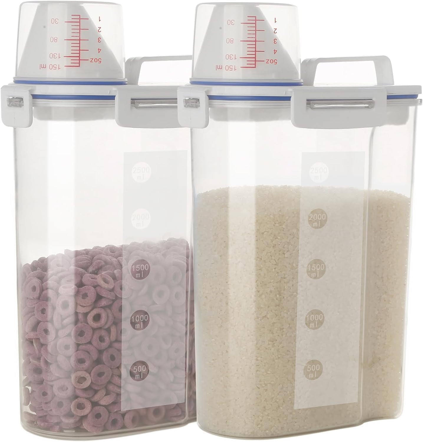 2 Pcs 5.5 LB Rice Storage Container, Airtight Cereal Flour Dispenser ...