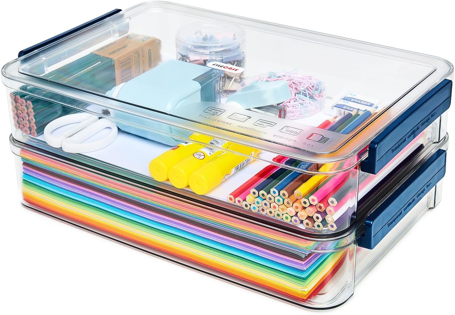 2 Pcs 5.5qt 9 x 13 Plastic Portable Project Case With Snap-Tight Latch ...