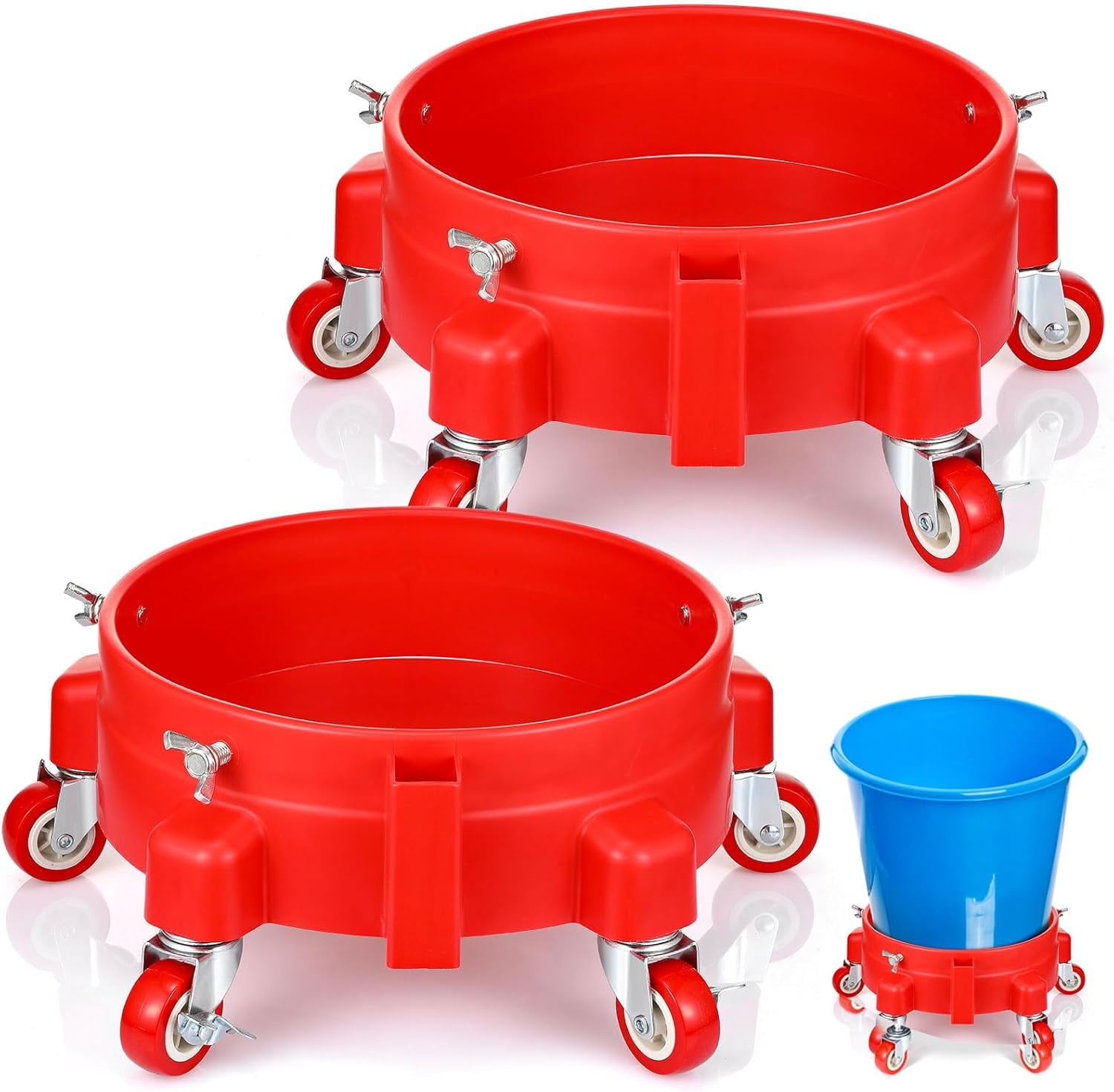 2 Pcs 5 Gallon Bucket Dolly with 5 Swivel Wheel Casters 11.42'' Car ...