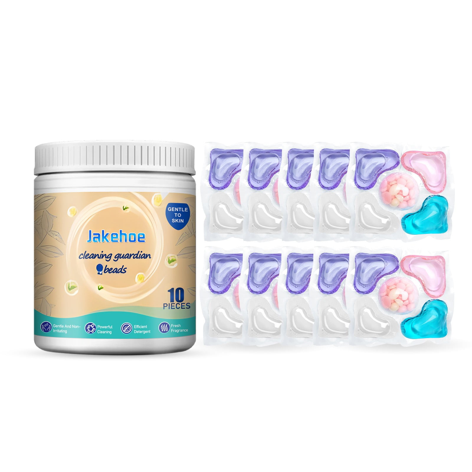 2 Pcs 5-in-1 Laundry Detergent Gel Capsules with Long Lasting 72H ...