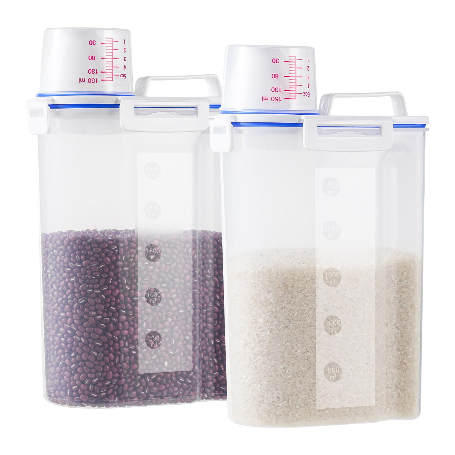 2 Pcs 5 lb Rice Dispenser Flour Storage Airtight Dry Food Storage Bin ...