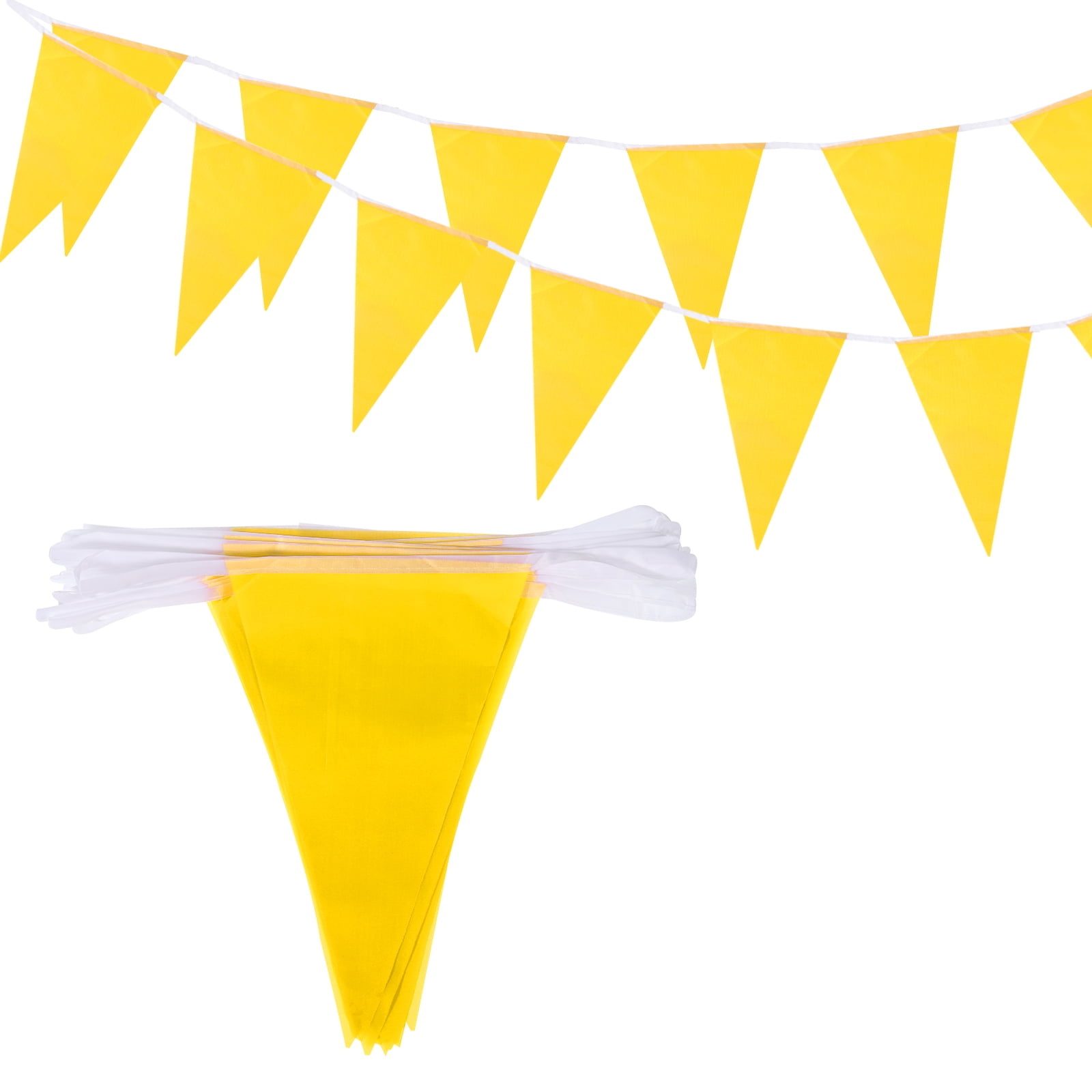 2 Pcs 50 Feet Yellow Pennant Banner Flags String Triangle Hanging for ...