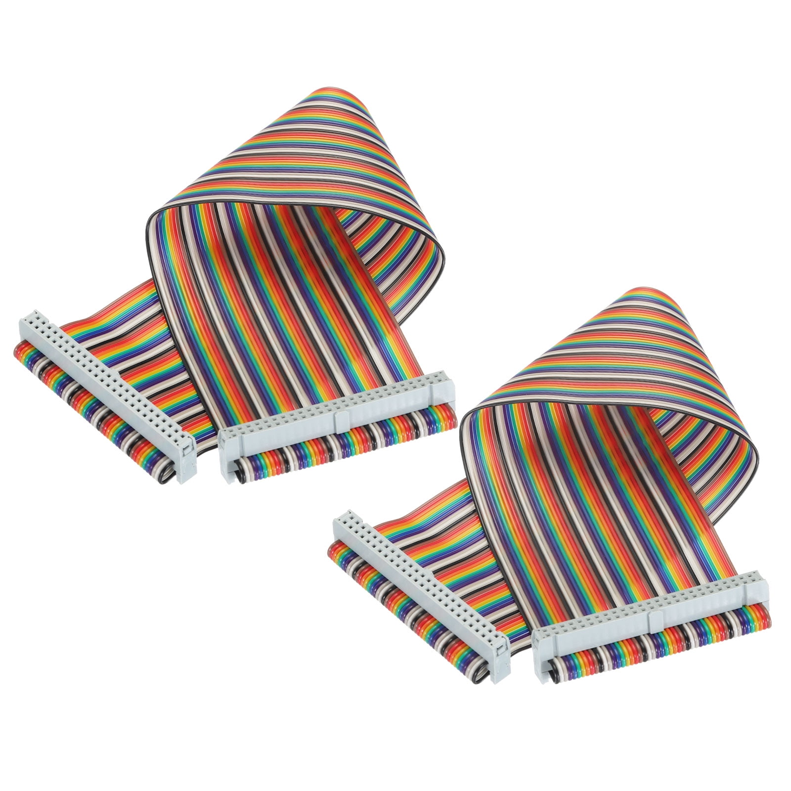 2 Pcs 50 Pin Flat Rainbow Ribbon Cable FC/FC Female Connector 1FT 2 ...