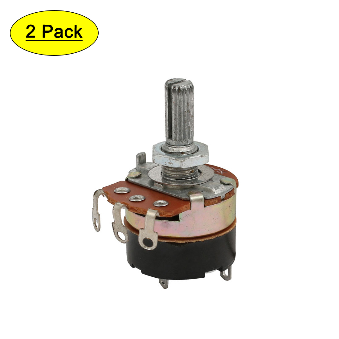 2 Pcs 500K ohm 5 Terminal Split Shaft Rotary Linear Dual Taper ...