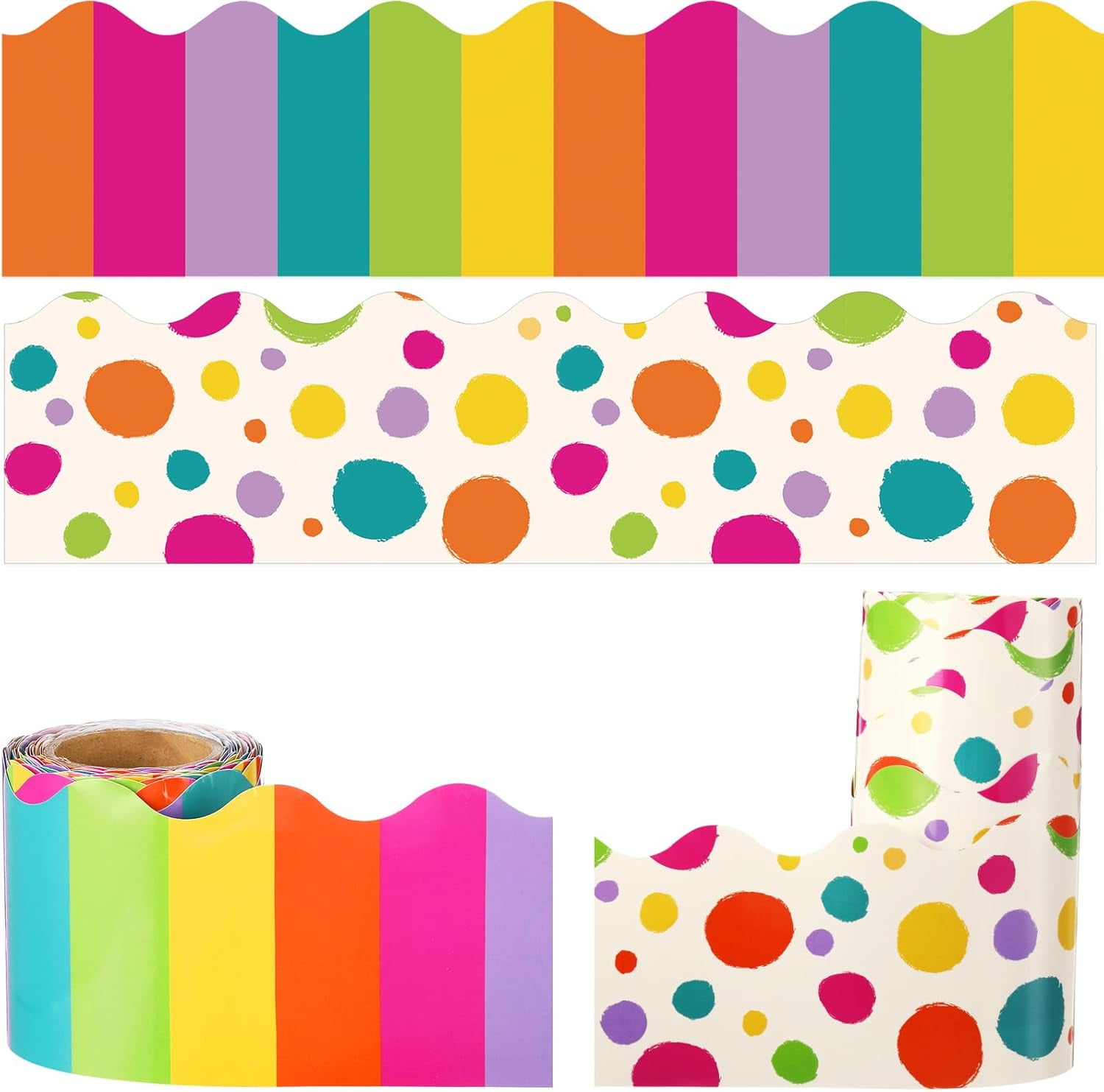 2 Pcs 59 Feet Classroom Bulletin Board Boho Eucalyptus Rainbow Border ...