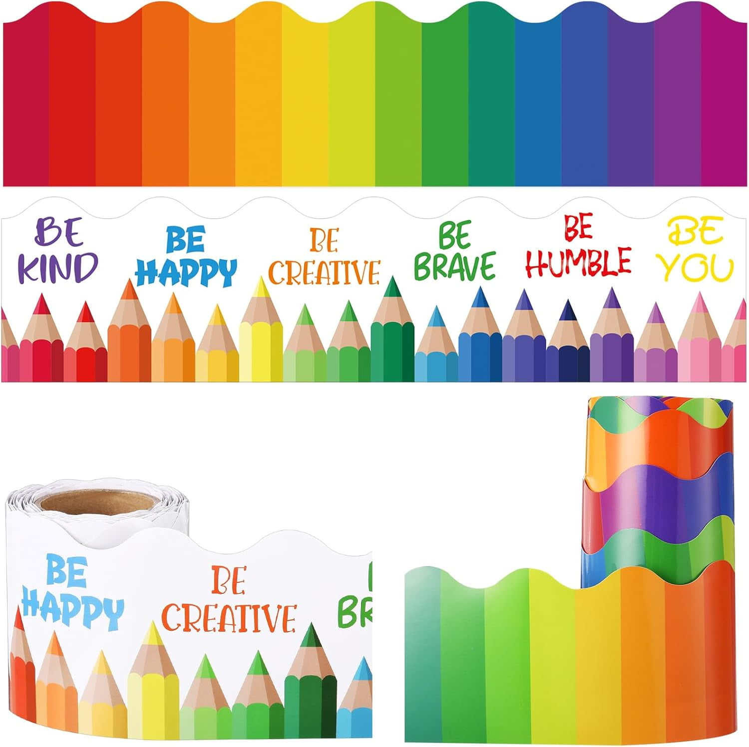 2 Pcs 59ft Bulletin Board Borders Encouraging Rolled Border Trim Back ...