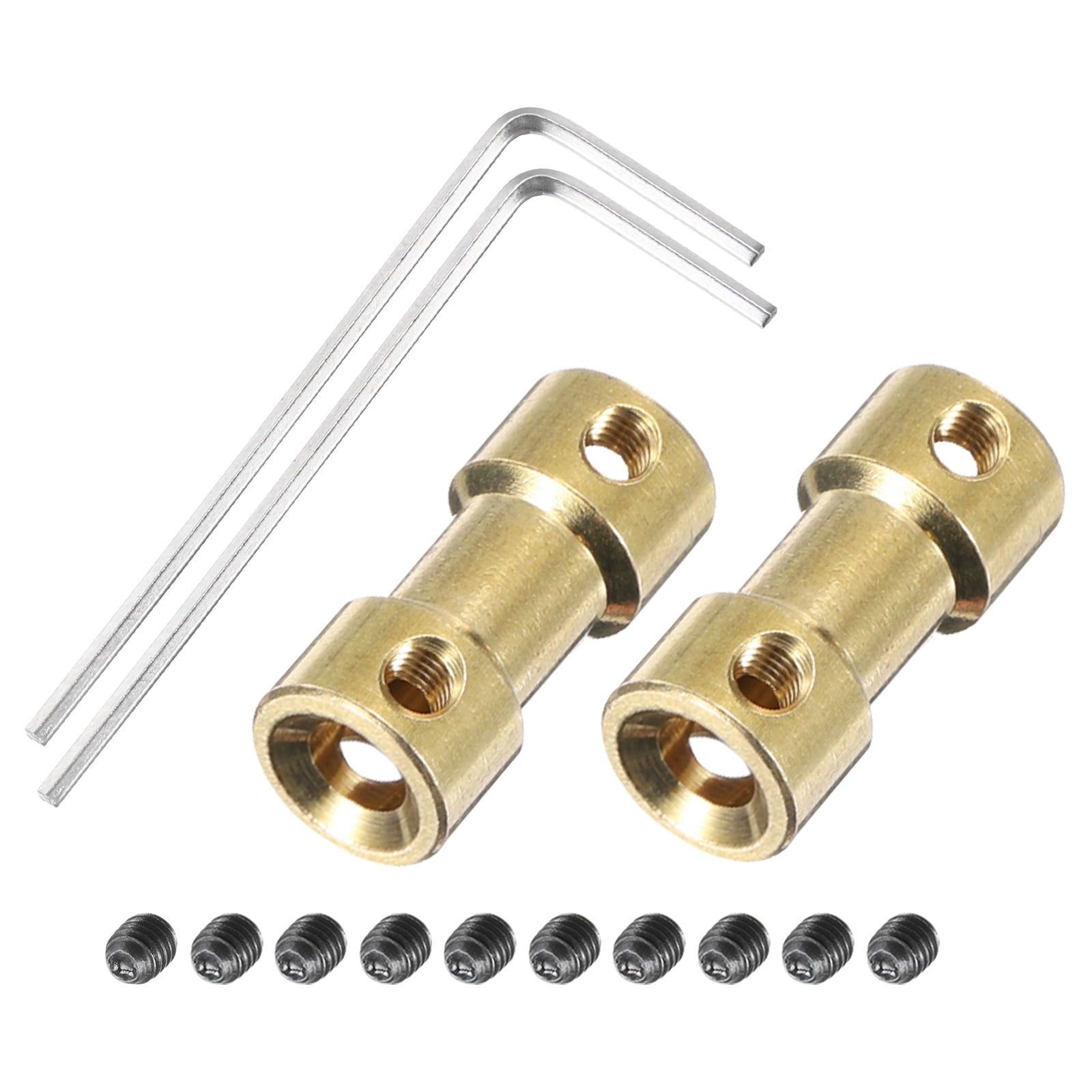 2 Pcs 5mm to 5mm Brass Shaft Coupling Joint Connector with Screws and ...