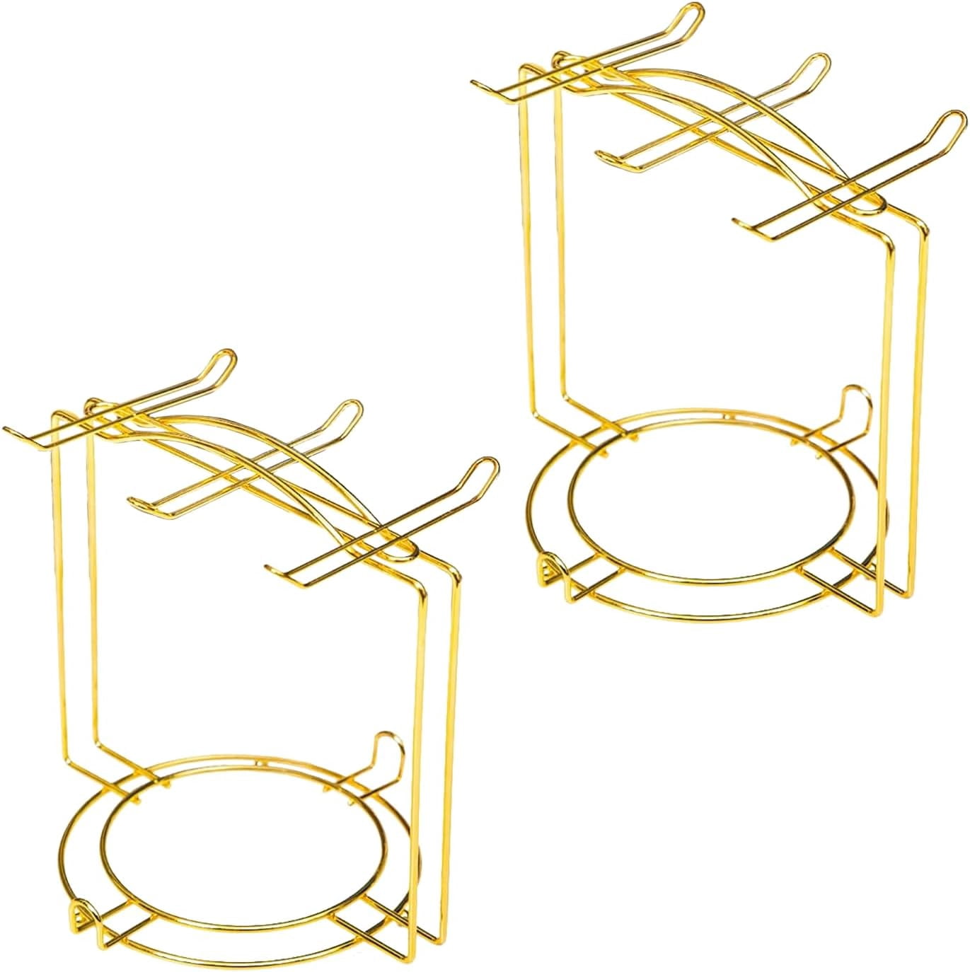 2 Pcs 6 Hook Gold Metal Teacup Holder Stand Organizer Mug Tree Kitchen ...