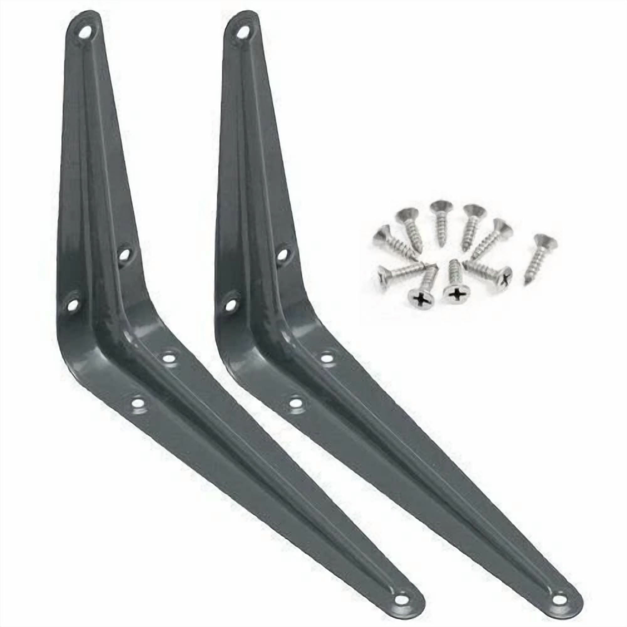 2 Pcs 6" X 8" Inch Utility Metal Wall Shelf Corner Bracket Support Gray ...