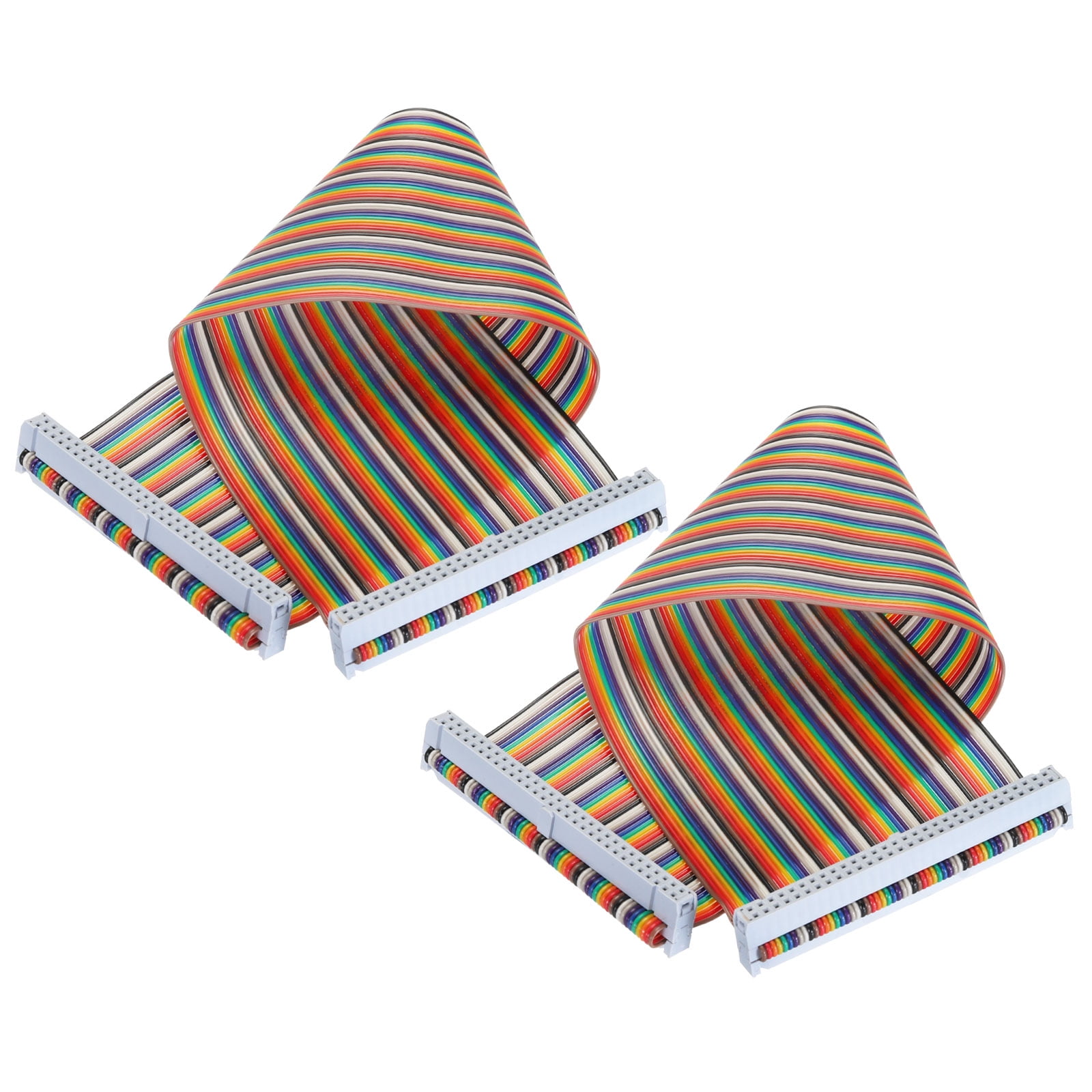 2 Pcs 60 Pin Flat Rainbow Ribbon Cable FC/FC Female Connector 1FT 2 ...