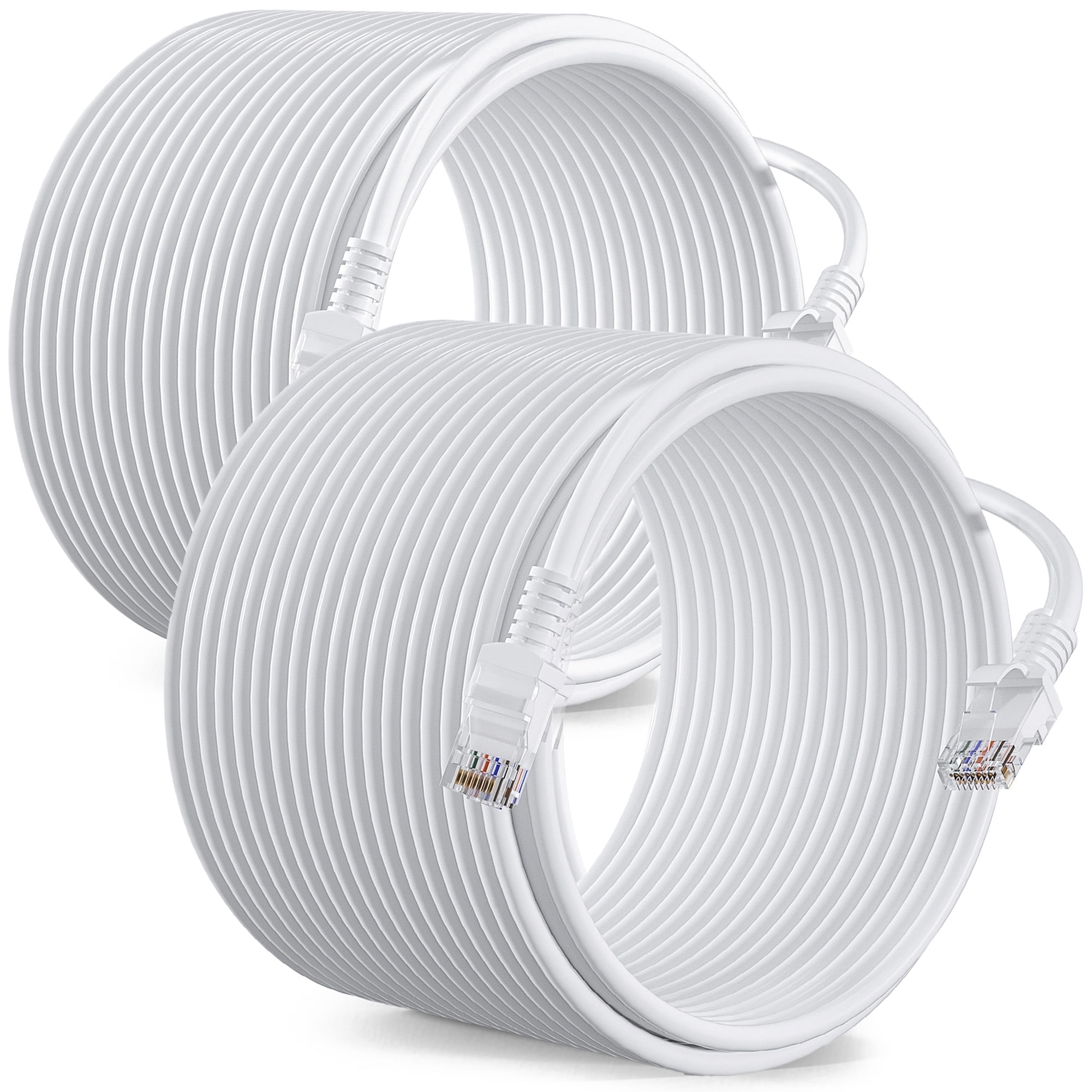 2 Pcs 60Ft Cat 6 Ethernet Cable, Indoor & Outdoor 10Gbps 550MHz ...