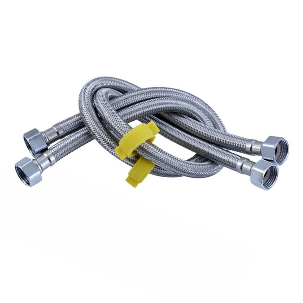 2 Pcs 60cm Water Heater Hose Connector Flexible Braided Aluminum Alloy ...