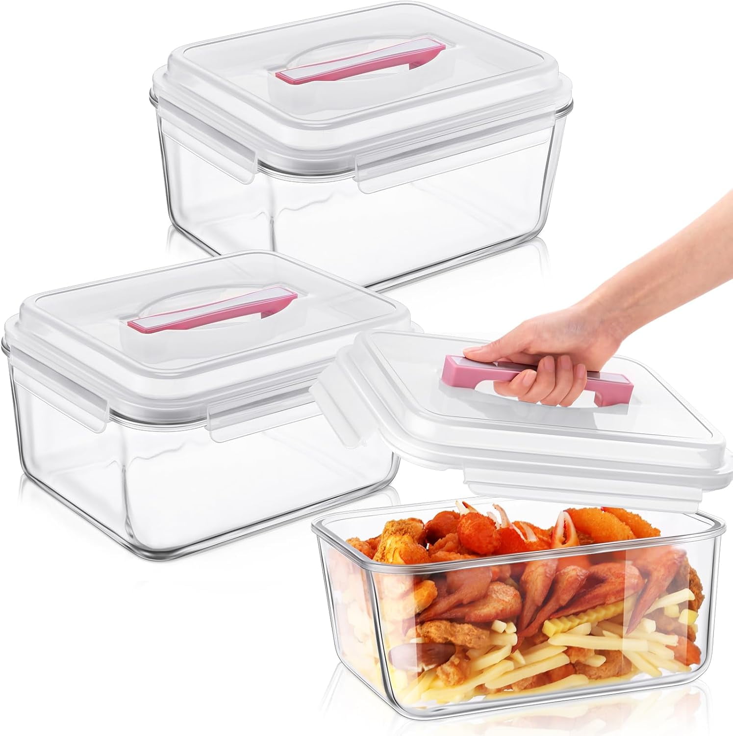 2 Pcs 6500 ML/ 220 oz/ 28 Cup Large Glass Food Storage Containers with ...
