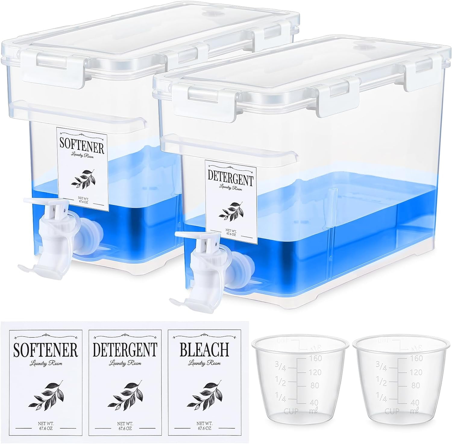 2 Pcs 67.6Oz Laundry Detergent Dispenser With Faucet Liquid Laundry ...