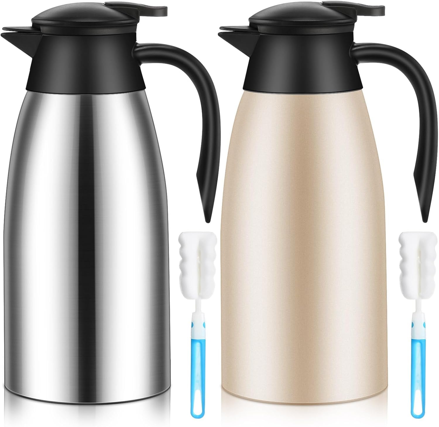 2 Pcs 68oz Thermal Coffee Carafe Insulated Stainless Steel Coffee Carafe for Hot Liquids Double ...