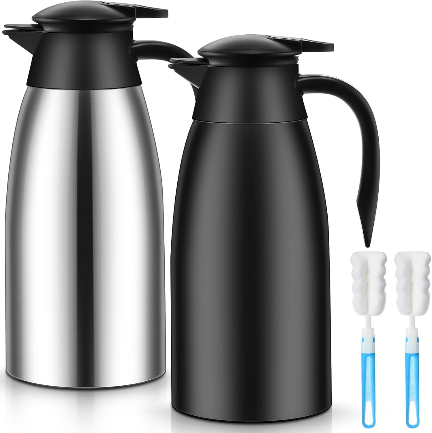2 Pcs 68oz Thermal Coffee Carafe Insulated Stainless Steel Thermal ...