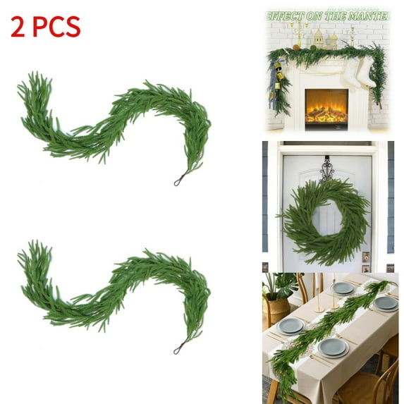 2 Pcs 6FT Cedar Garland Realistic Christmas Garland Artificial Cedar ...