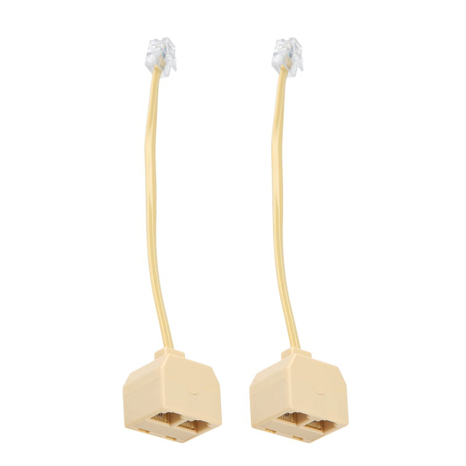 2 Pcs 6P4C RJ11 Male to 2x Female Splitter Tele pone Connector Adapter ...
