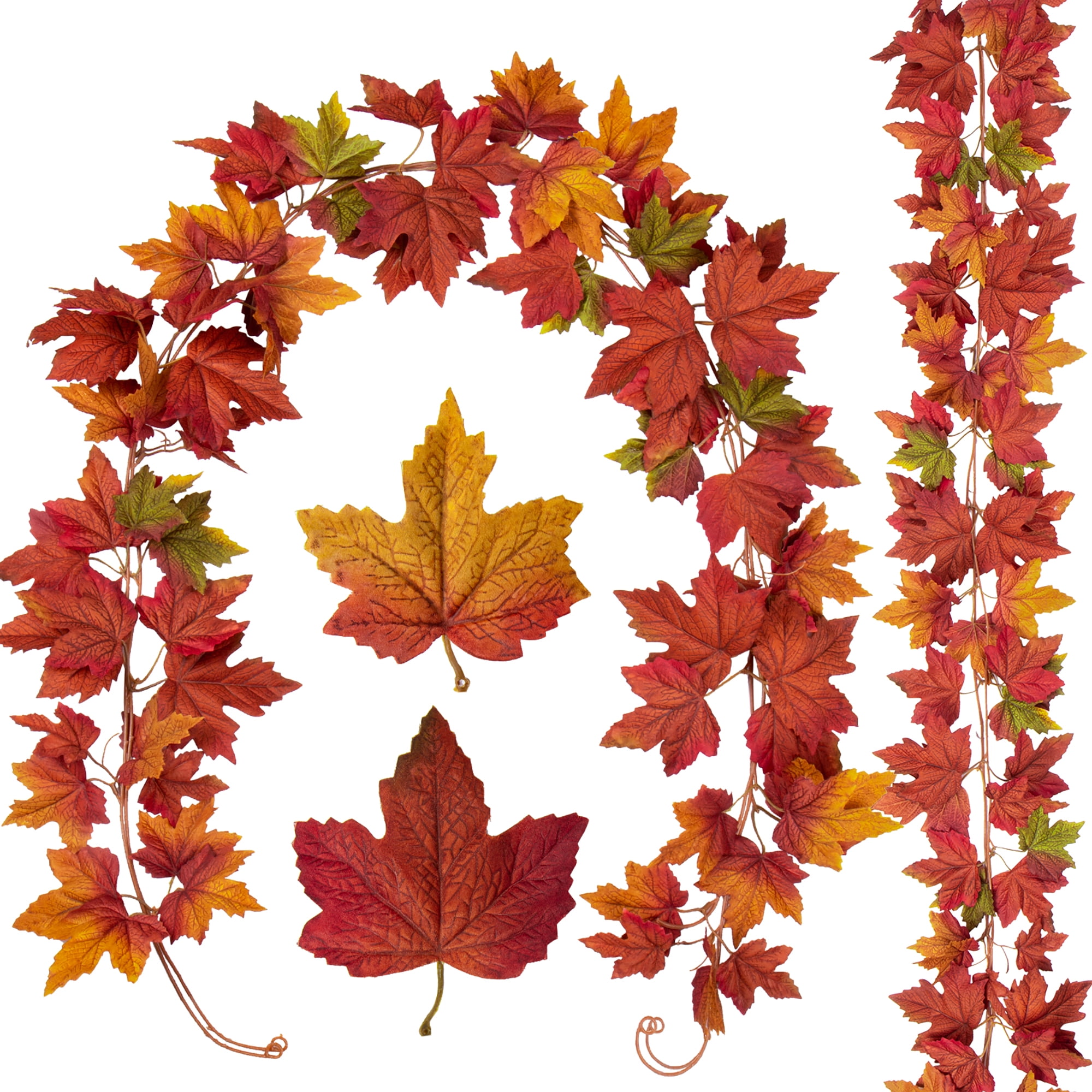 2 Pcs 6ft Maple leaf Fall Leaf Garland Hanging Vine Yellow Fall Garland ...