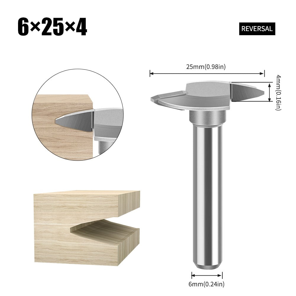 2 Pcs 6mm 1/4 Inch Shank T-Shaped Groove Oblique Flat Bottom Milling ...