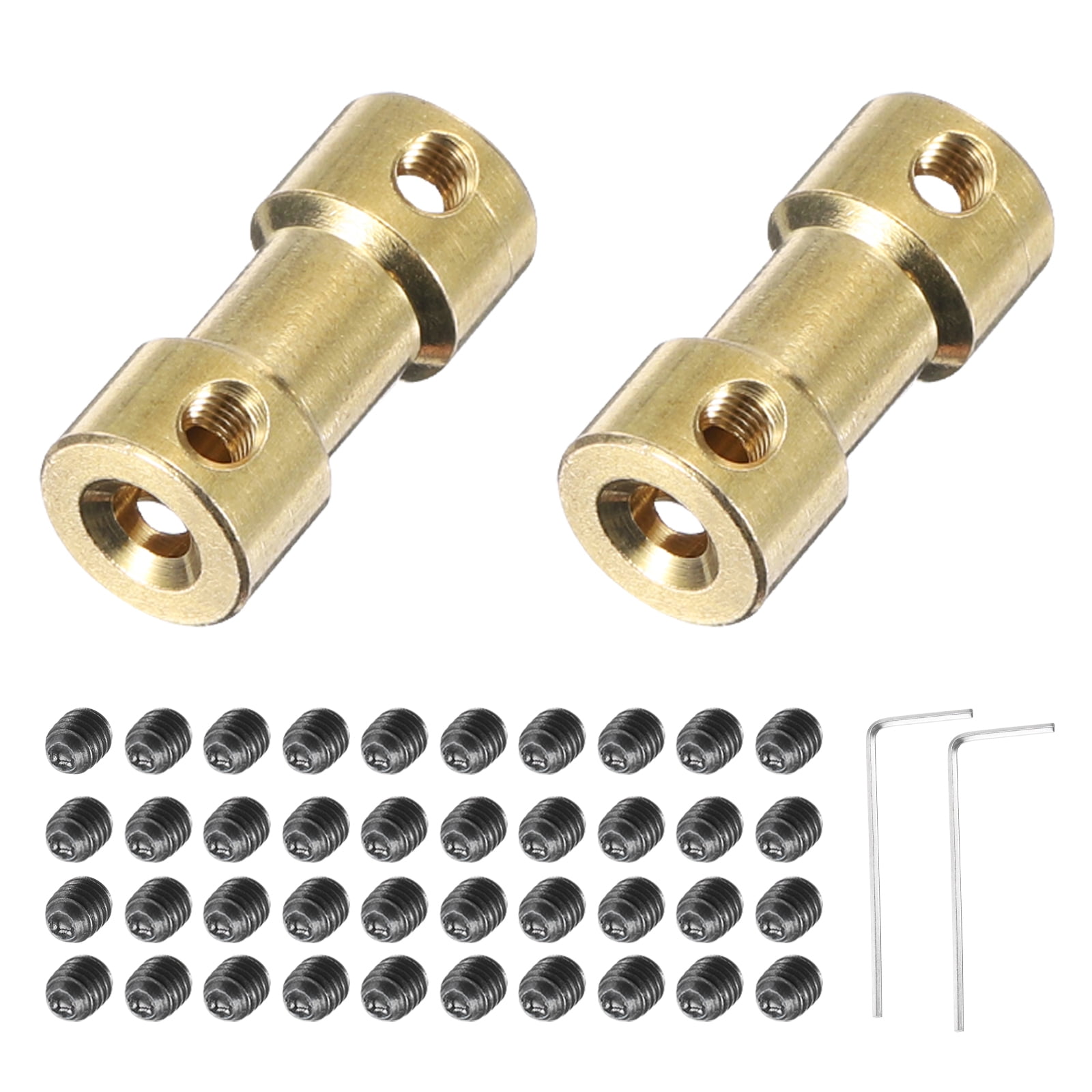 2 Pcs 6mm to 6mm Brass Shaft Coupling Joint Connector with Screws and ...