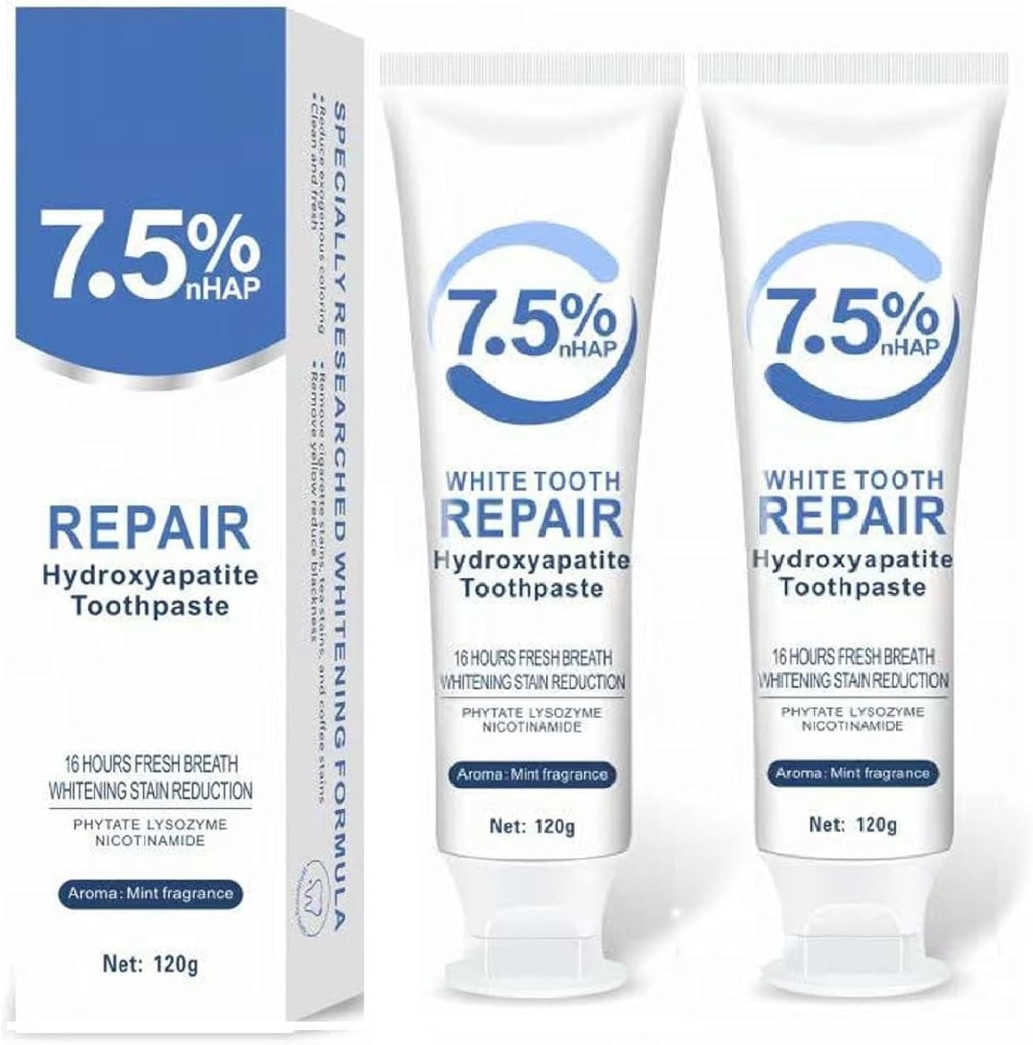 2 Pcs 7.5% Hydroxyapatite Toothpaste, Hidroxiapatita Toothpaste for ...