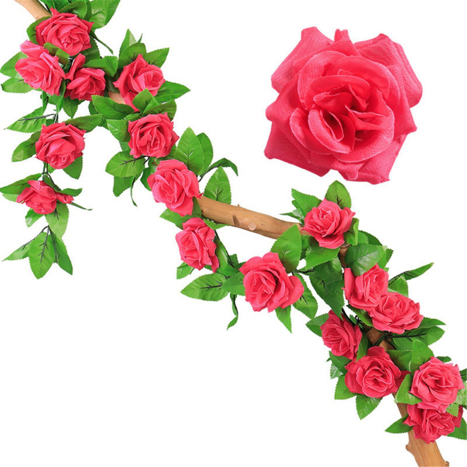 2 Pcs 7.5FT Artificial Rose Vine Garland Wedding Arch Garden Background ...
