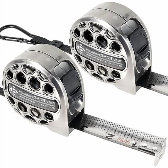 2 Pcs 7.5M/25FT Stainless Steel Measuring Tape, Retractable Metric ...