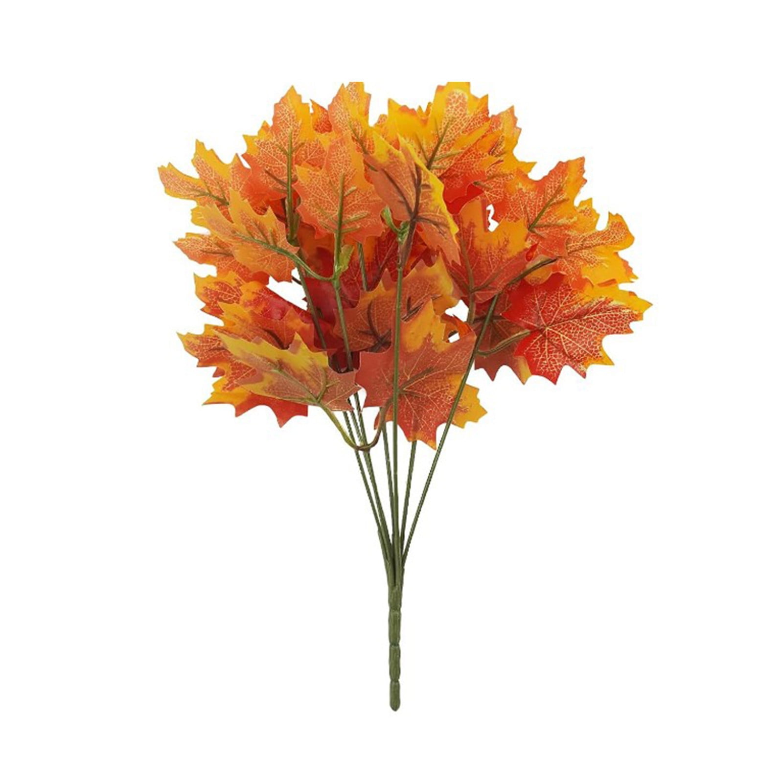 2 Pcs 7 Pronged Artificial Maple Leaf Branch Realistic Fall Decor for ...