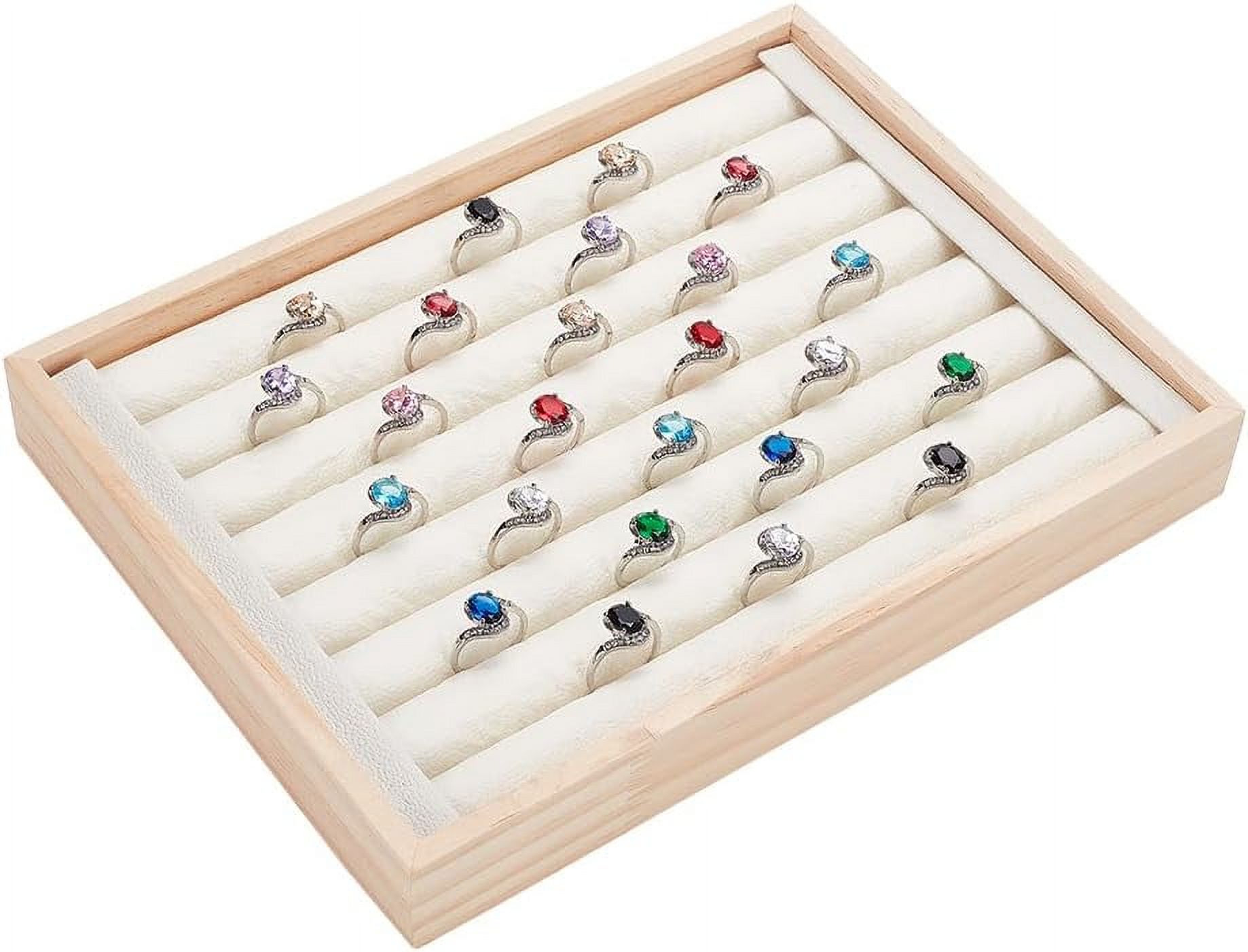 2 Pcs 7 Slots Ring Holder Display Trays 7x9.5x1.2Inch Velvet Leather Ring Storage Display Trays ...