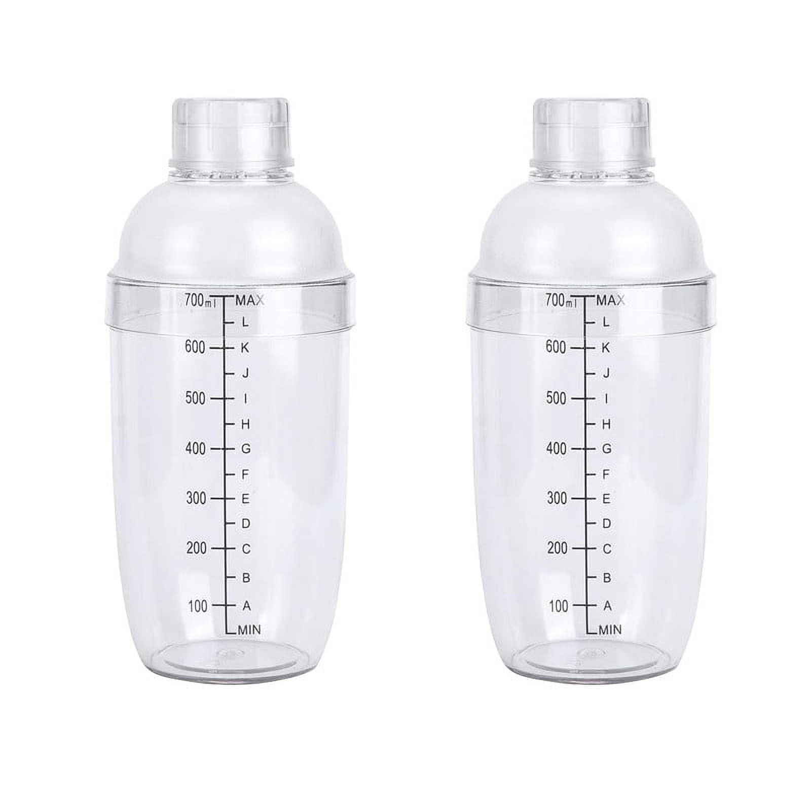 2 Pcs 700cc / 24 oz Plastic Cocktail Shaker with Scale and Strainer Top, JOYCEMALL Clear Drink ...