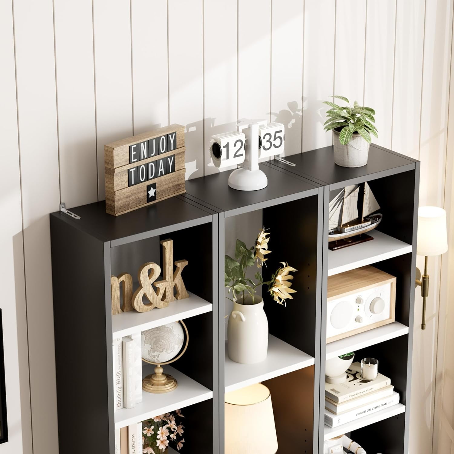 2 Pcs 71'' Tall Narrow Bookshelf, 8-Tier Media Tower Rack Set of 2, CD ...