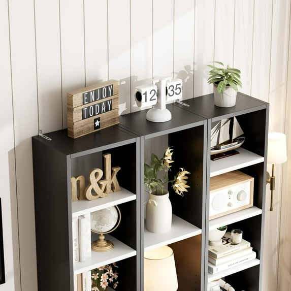 2 Pcs 71'' Tall Narrow Bookshelf, 8-Tier Media Tower Rack Set of 2, CD ...