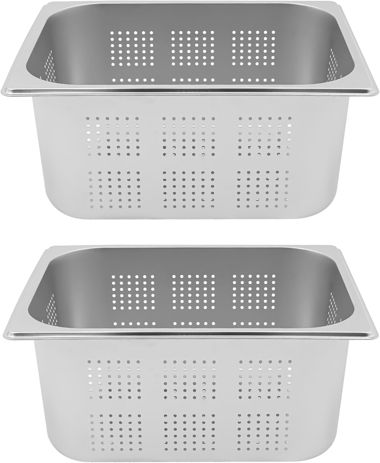 2 Pcs 8L Filtering Pans, 6in Deep Anti-Jam Perforated Pan Stainless ...