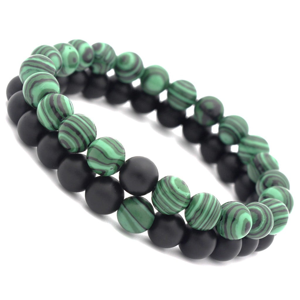 Savings 2 Pcs 8mm Lava Chakra Beads Bracelets for Men Women Elastic ...