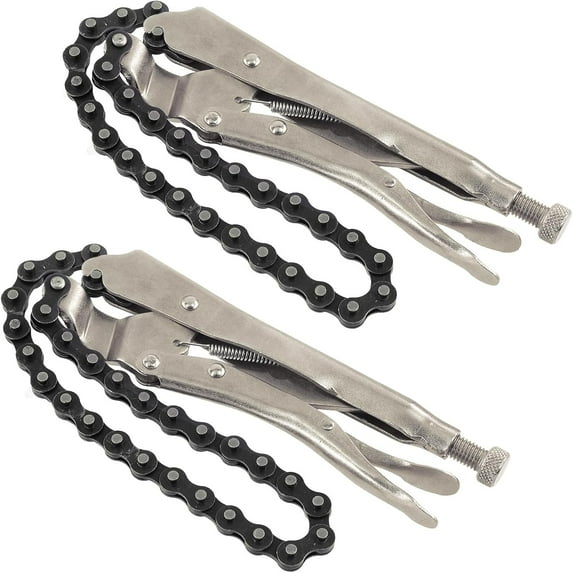 2 Pcs 9" Locking Chain Clamp with 20" Chain, Heavy-Duty Chain Vise ...